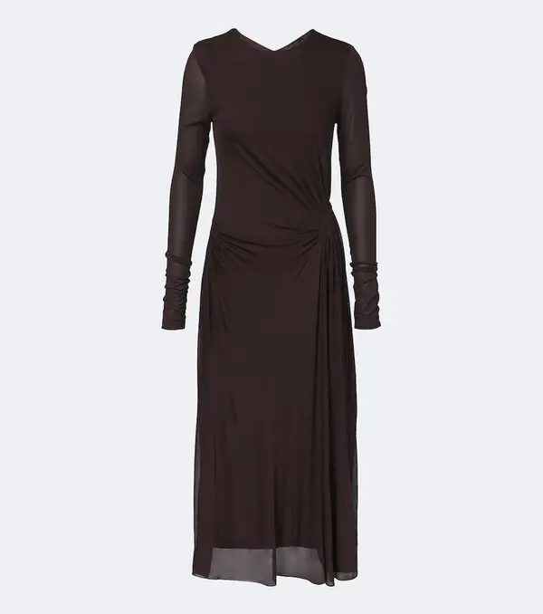 Max Mara Elegante Gathered Crepe Jersey Midi Dress