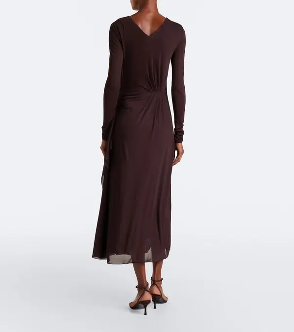 Max Mara Elegante Gathered Crepe Jersey Midi Dress