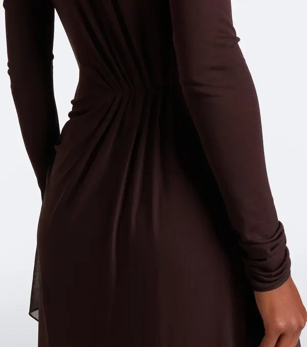 Max Mara Elegante Gathered Crepe Jersey Midi Dress