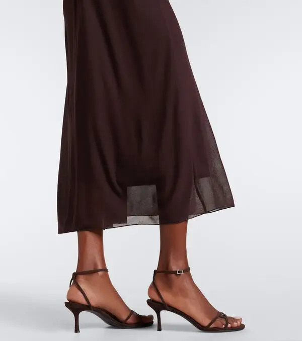 Max Mara Elegante Gathered Crepe Jersey Midi Dress