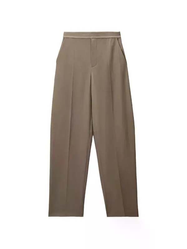 Alexander Wang Tailored Trousers With Logo Waistband - Neutrals