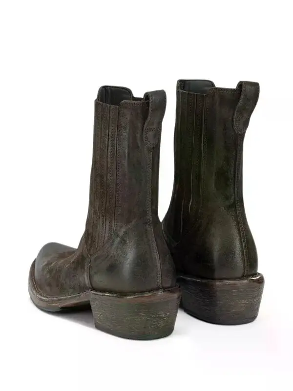 Moma Dallas 50mm Distressed-effect Panelled Ankle Boots