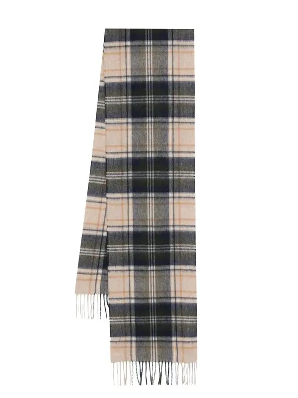 Barbour Tartan Wool And Cashmere Scarf - Beige