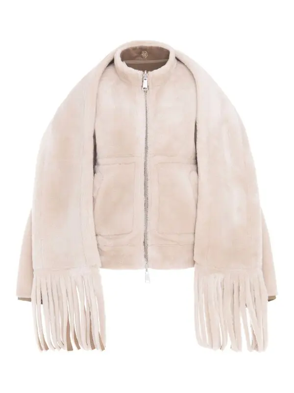 URBANCODE Bomber Jacket With Scarf - Beige