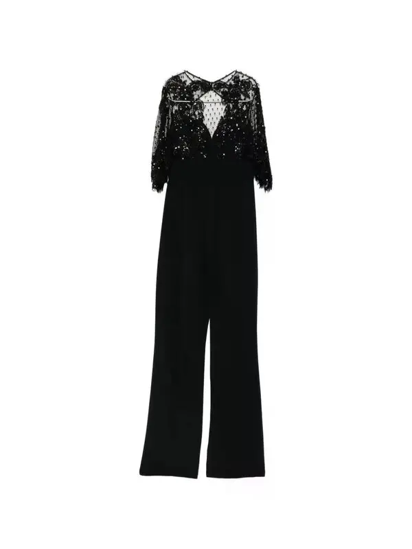 Zuhair Murad Lace-cape Embellished Jumpsuit - Black