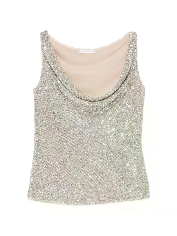 Naeem Khan Sequin-embellished Top - Silver
