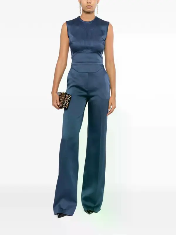 Elie Saab Satin Cummerbund-detail Jumpsuit - Blue