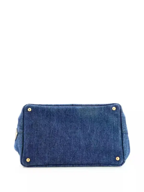 Prada Canapa Convertible Denim Tote Bag - Blue