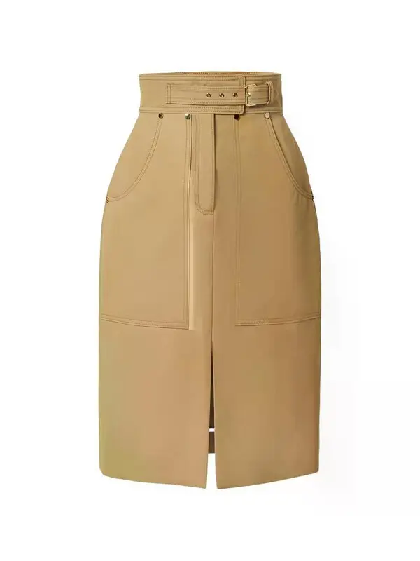 Carolina Herrera Belted Front-slit High-waisted Midi Skirt