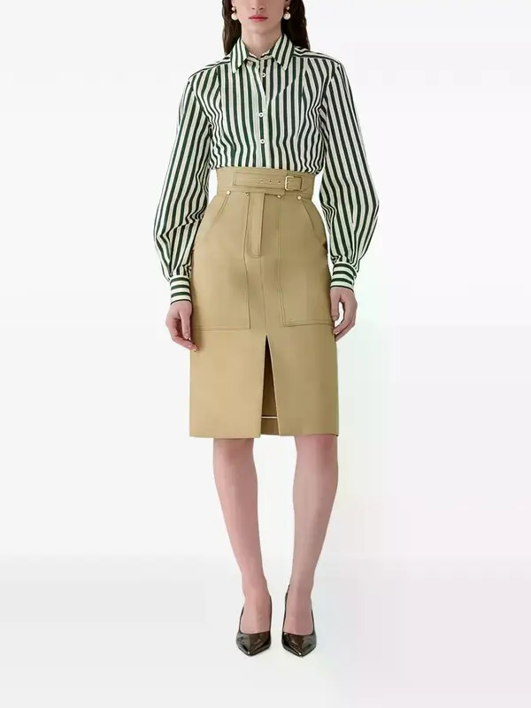 Carolina Herrera Belted Front-slit High-waisted Midi Skirt