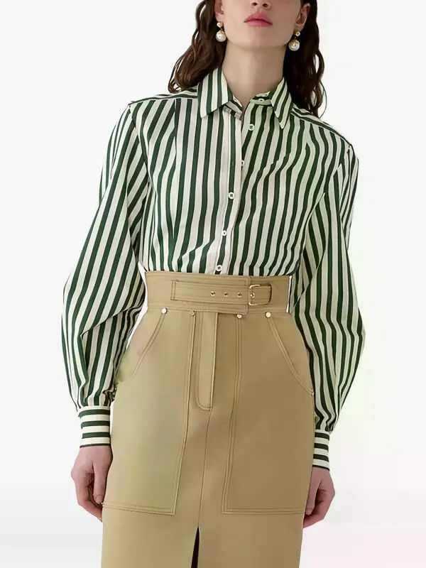 Carolina Herrera Belted Front-slit High-waisted Midi Skirt