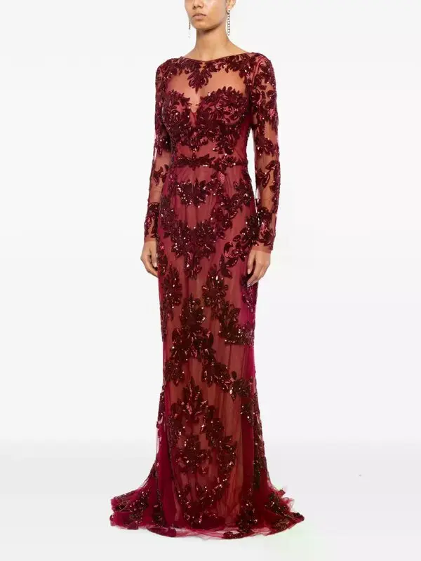 Zuhair Murad Beaded Lace Fishtail Gown