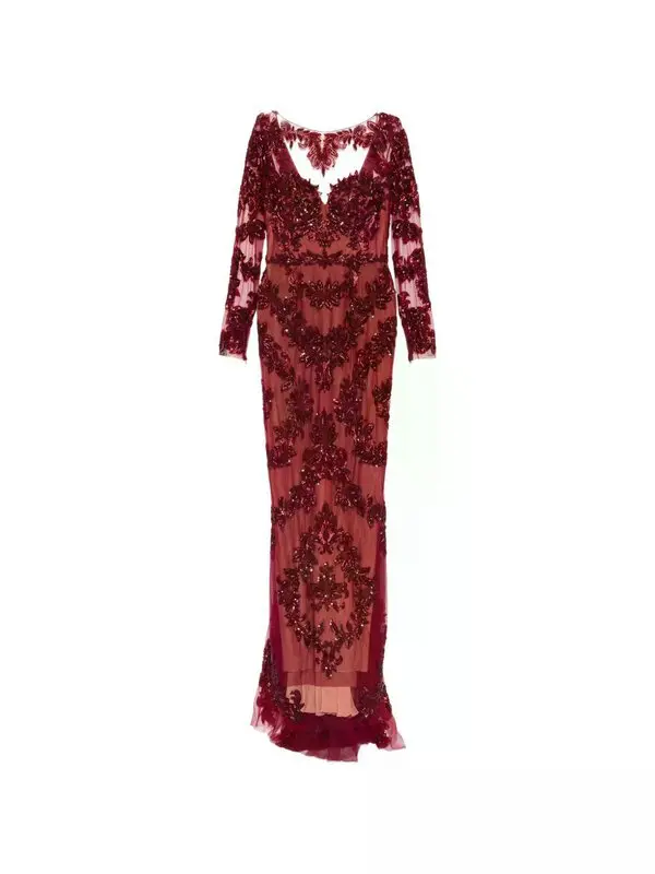 Zuhair Murad Beaded Lace Fishtail Gown