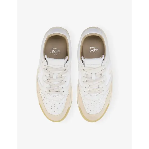 CHRISTIAN LOUBOUTIN Bsktball 1 Retero Leather Trainers - Egg Shell