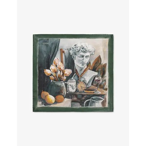 Eton Painting Silk Oxford Pocket Square - Multi