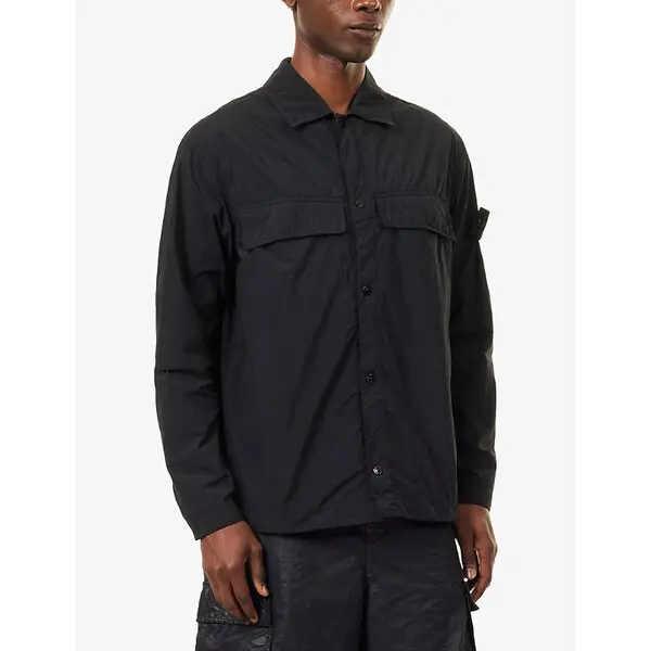 Stone Island Ghost Smerigliato Compass-badge Woven Jacket - Black