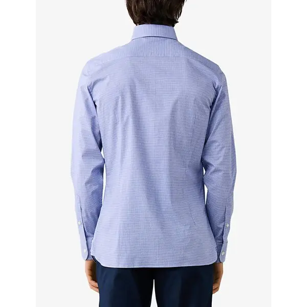 HACKETT Gingham Tailored-fit Stretch-cotton Shirt - Navy
