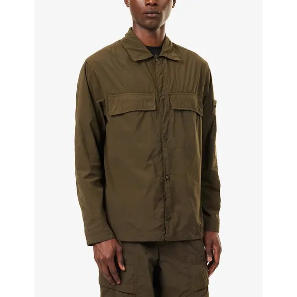 Stone Island Ghost Smerigliato Brand-patch Woven Jacket - Green