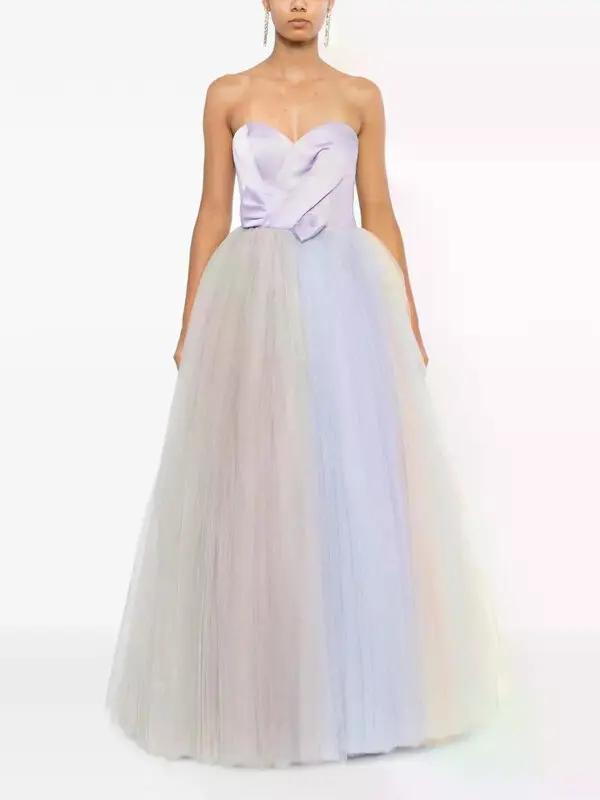 Viktor & Rolf Strapless Rainbow Tulle Gown - Purple