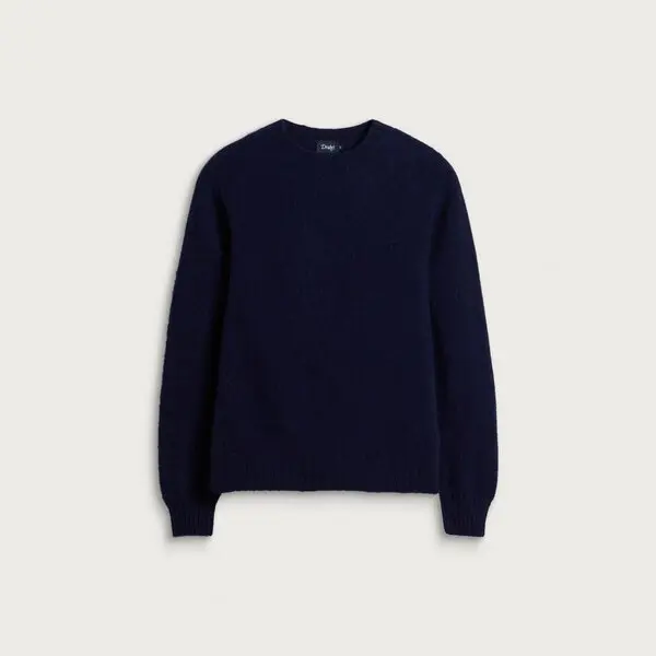 DRAKE'S Brushed Shetland Crew Knit - Navy