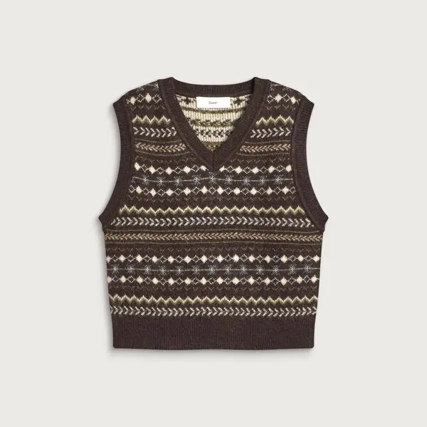 DUNST Crafted V-neck Knit Vest - Deep Brown
