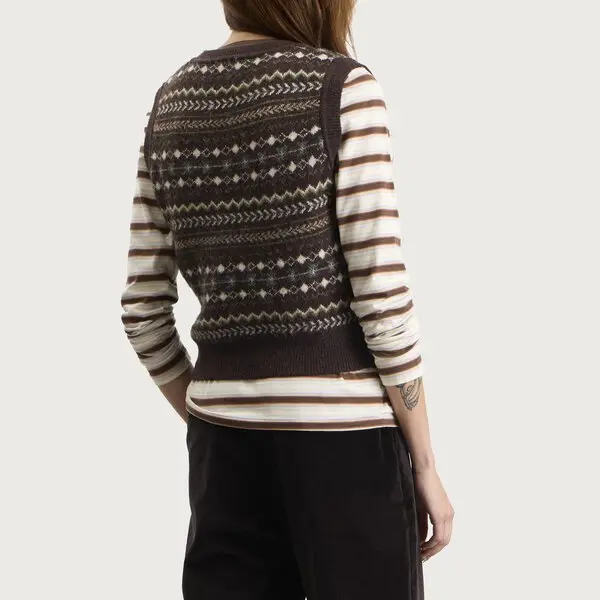 DUNST Crafted V-neck Knit Vest - Deep Brown