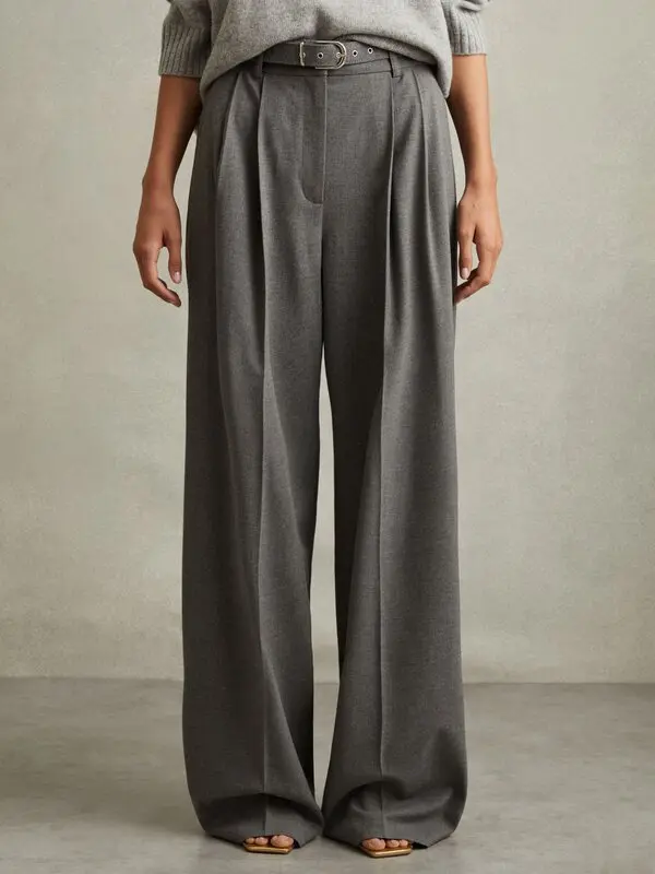 REISS Freja Belted Leg Trousers