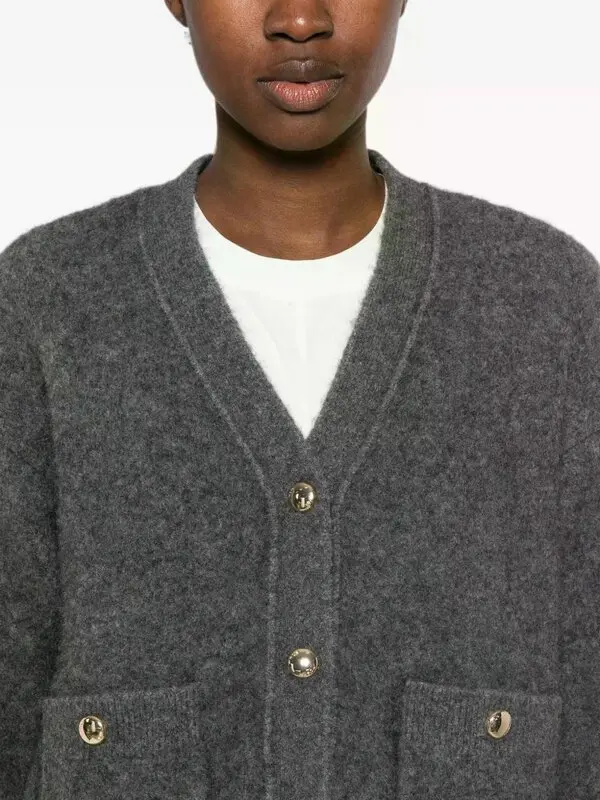 Maje Button-up Patch-pocket Cardigan - Grey