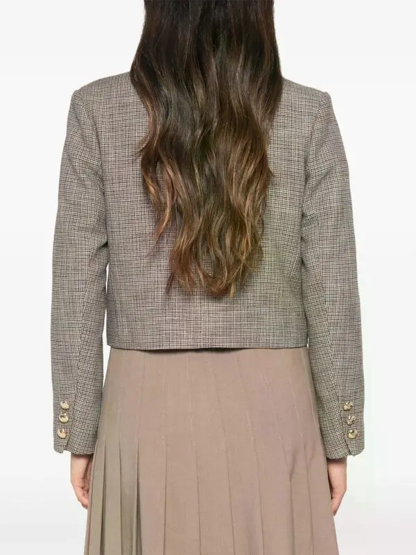 Maje Checked Cropped Blazer