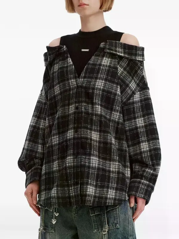 MUSIUM DIV. Check-pattern Layered-effect Shirt