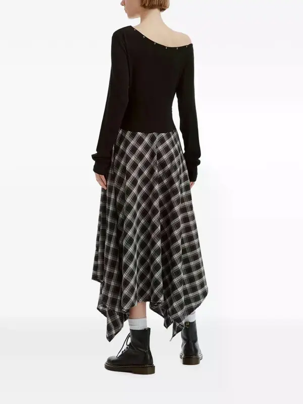 MUSIUM DIV. Checkered-skirt Asymmetric Midi Dress