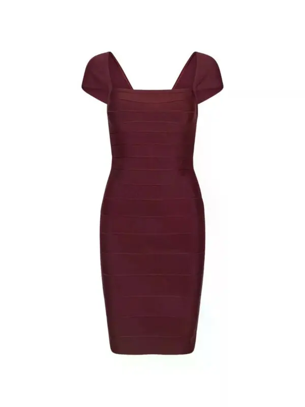 ROTATE BY BIRGER CHRISTENSEN Midi Fitted Knit Dress Dark