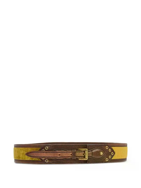 Gucci 1990-2000s Velvet-panel Leather Belt - Brown