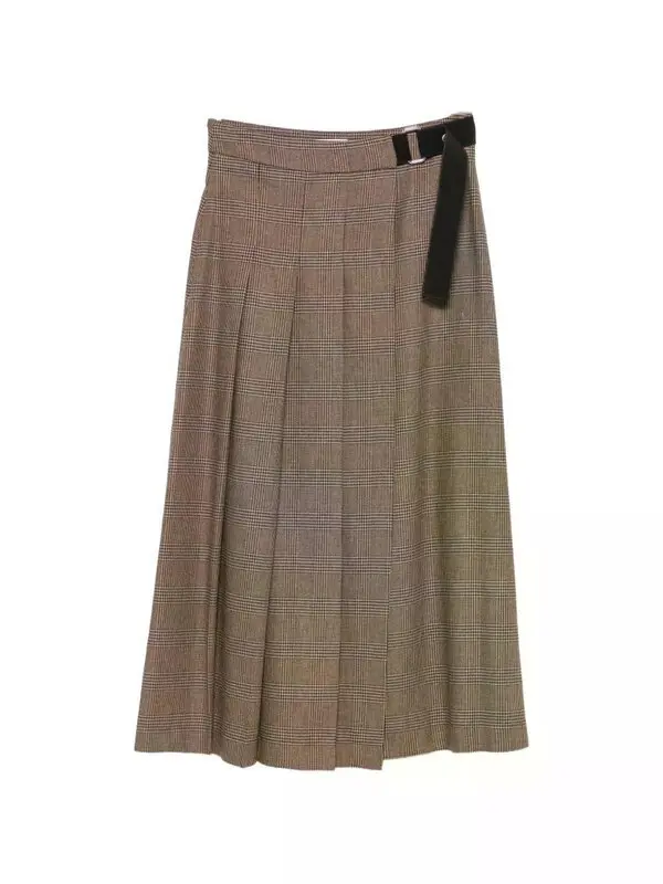 P.a.r.o.s.h Riley Houndstooth-pattern Midi Pleated Skirt