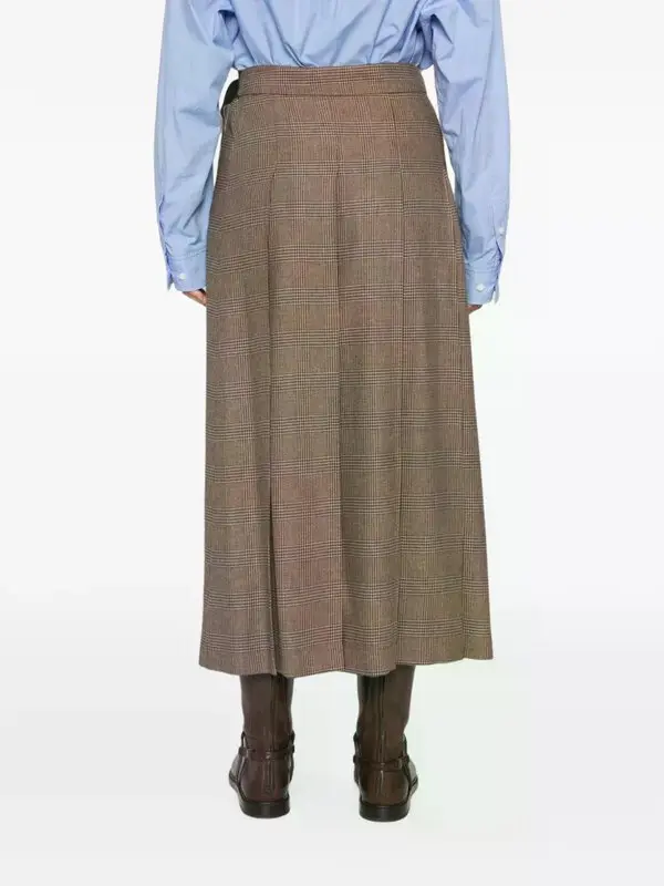 P.a.r.o.s.h Riley Houndstooth-pattern Midi Pleated Skirt