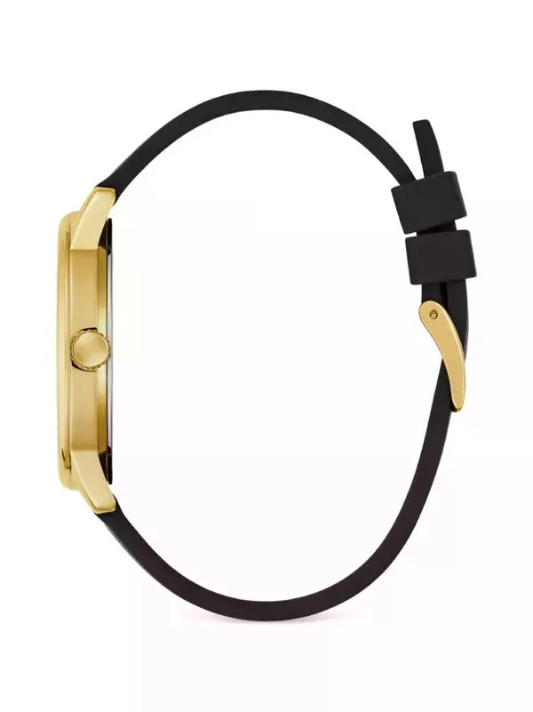 Guess Gold-tone Analogue Watch With Silicone Strap - Black