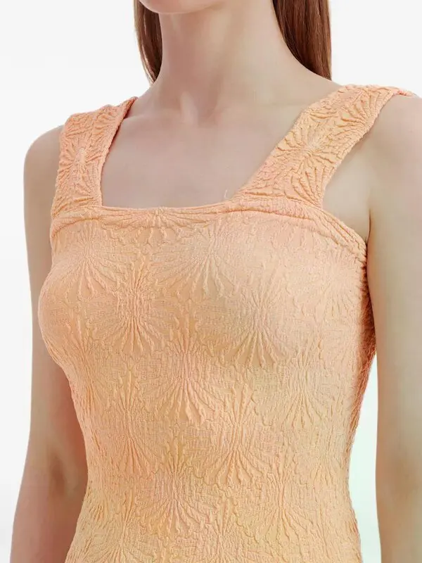 Free People Floral-texture Square-neck Top
