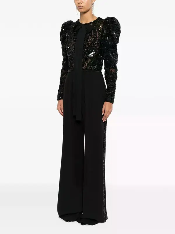 Elie Saab Beaded Juliet-sleeve Jumpsuit