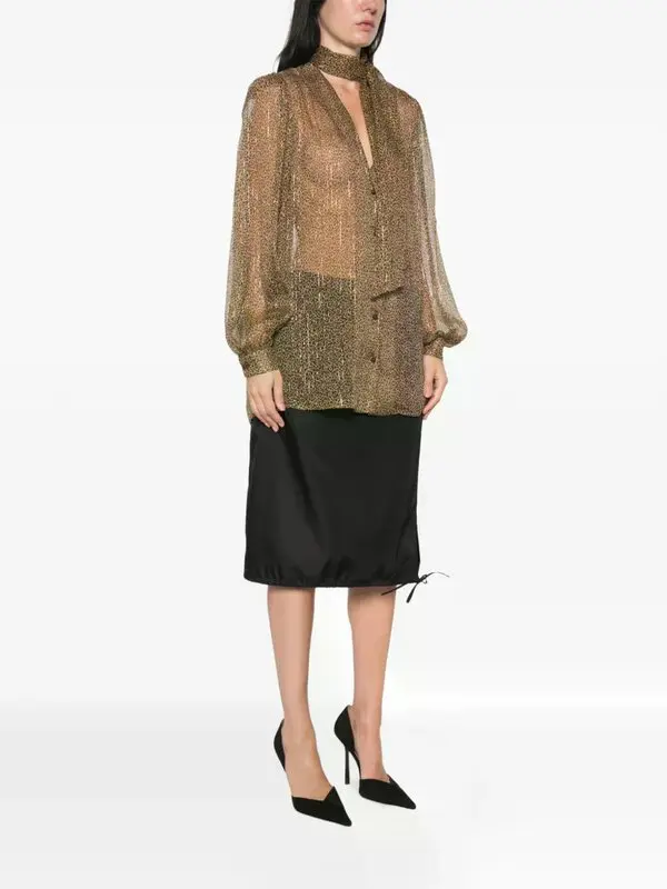 Valentino Garavani Leopard-print Pussy-bow Blouse - Brown