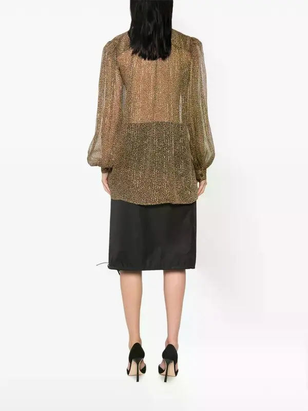 Valentino Garavani Leopard-print Pussy-bow Blouse - Brown