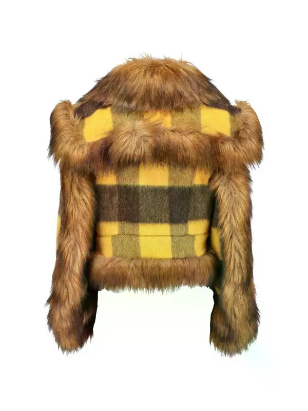 Dsquared2 Faux Fur-trimmed Checked Jacket