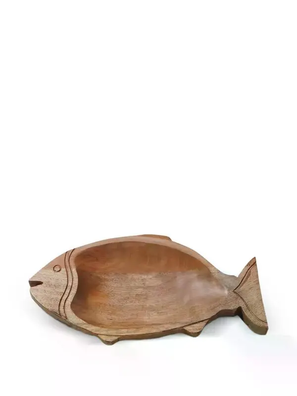 CU I SEEYOU Fish-shaped Wooden Tray - Brown