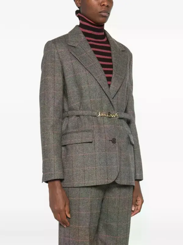 Maje Belted Checked Blazer