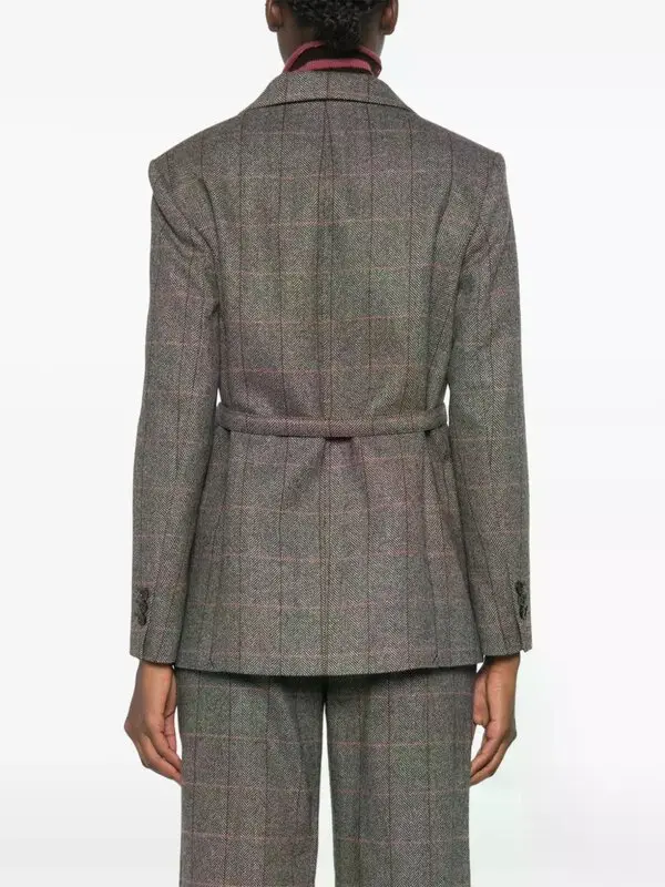Maje Belted Checked Blazer