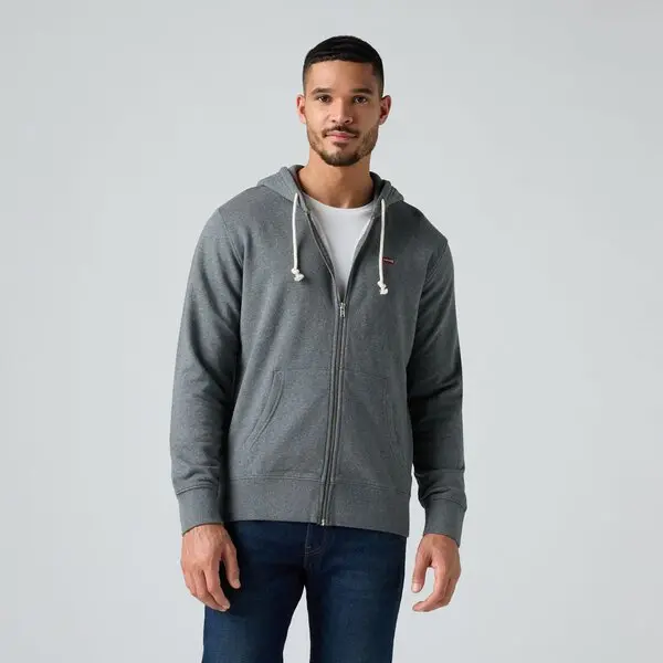 LEVI'S Original Housemark Zip Up Hoodie - Grey