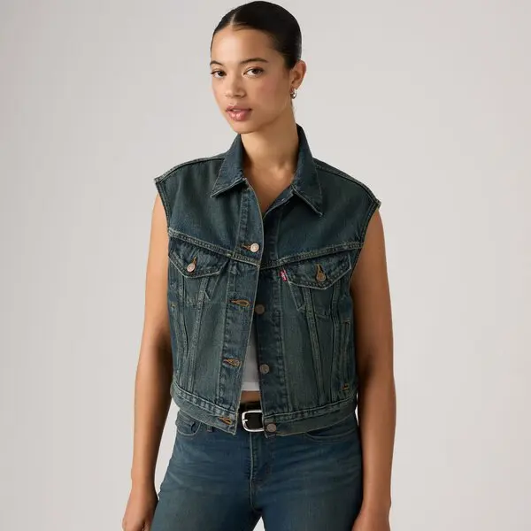 LEVI'S Shrunken 90s Trucker Waistcoat - Green