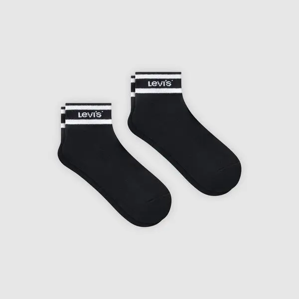 LEVI'S Mid Cut Sport Socks 2 Pack - Black