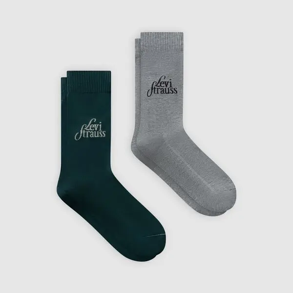 LEVI'S Regular Cut Logo Socks 2 Pack - Green