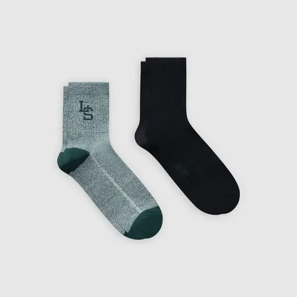LEVI'S Short Cut Mouline Socks 2 Pack - Black