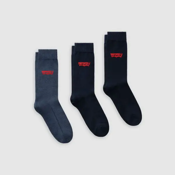 LEVI'S Regular Cut Batwing Logo Recycled Cotton Socks 3 Pack - Blue